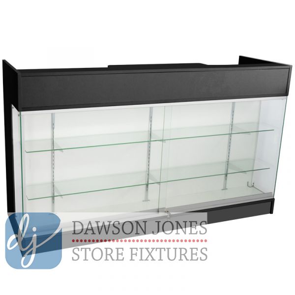 Buy 6' Ledgetop Counter W/ Glass Front- Black Online | Dawson Jones