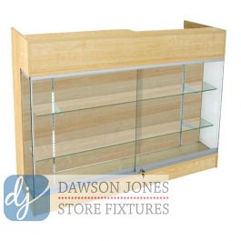4ft Ledgetop Counter w/ Glass Front - Maple